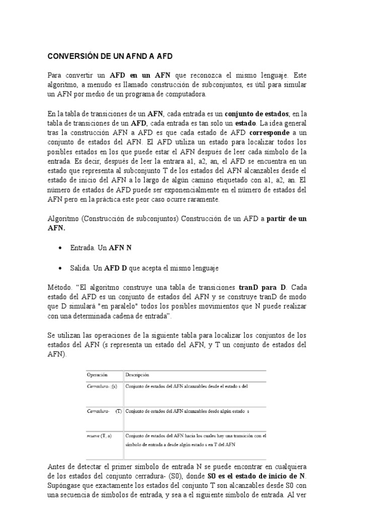 Conversión de Un Afnd A Afd | PDF | Vértice (teoría de grafos) | Algoritmos