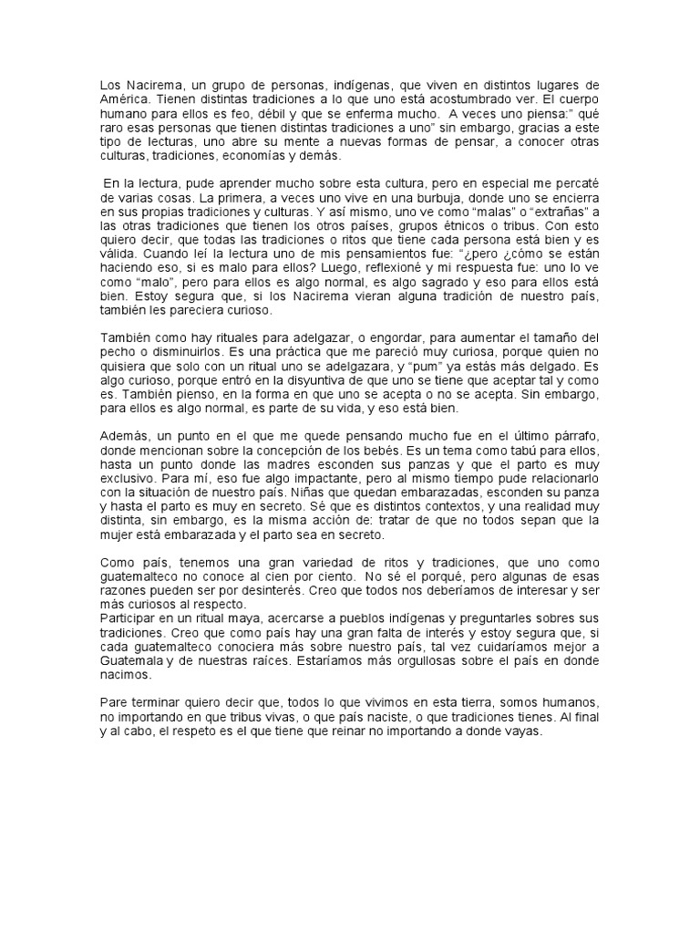 Los Nacirema | PDF | Rituales | Guatemala