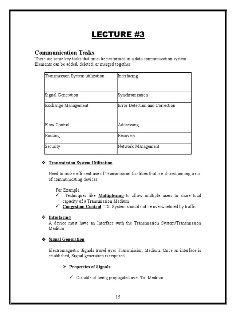 Lecture #3: Communication Tasks | PDF | Data Transmission | Computer ...