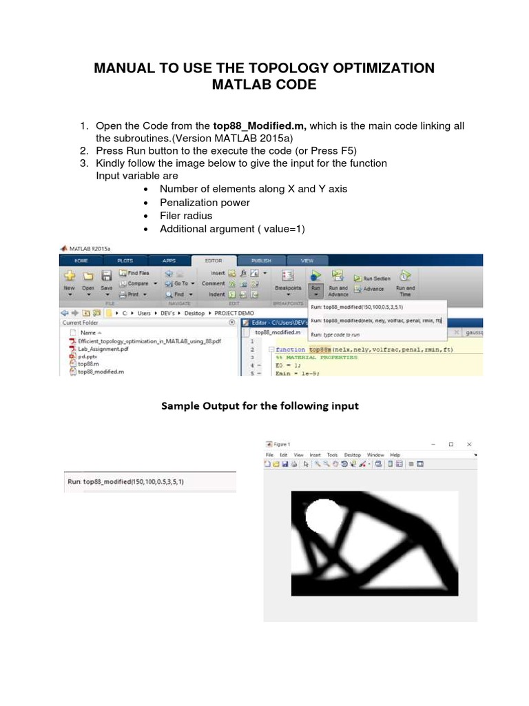 Manual To Use The Topology Optimization Matlab Code | PDF | Teaching Methods & Materials | Computers