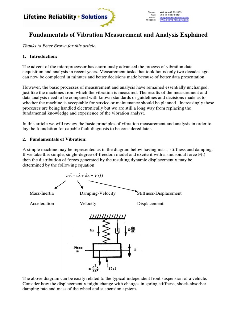 Fundamentals of Vibration Measurement and Analysis Explained PDF | PDF ...