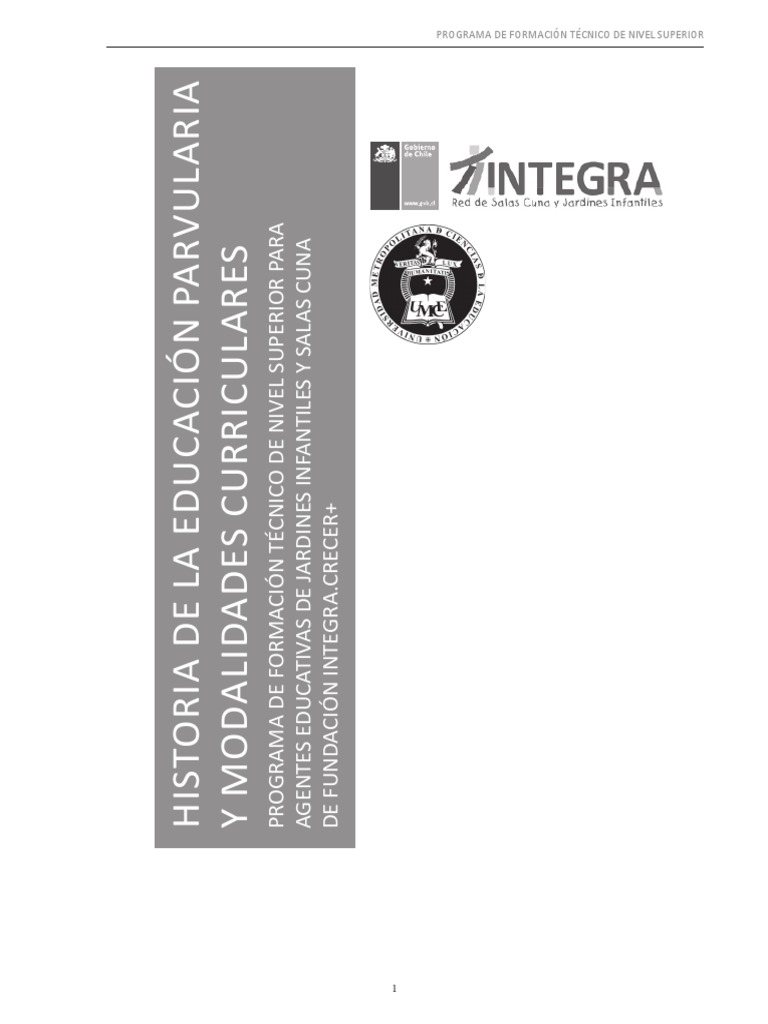 Texto De Apoyo Historia De La Ed Parvularia Y Modalidades Curriculares