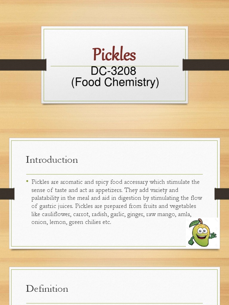 Pickels - Food Chemistry - DC 3208 | PDF | Pickling | Pickled Cucumber