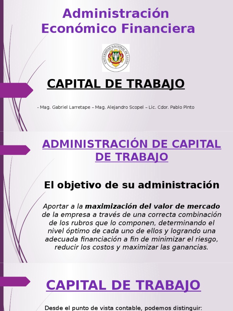 Capital de Trabajo PPT | PDF | Capital de trabajo | Liquidez de mercado