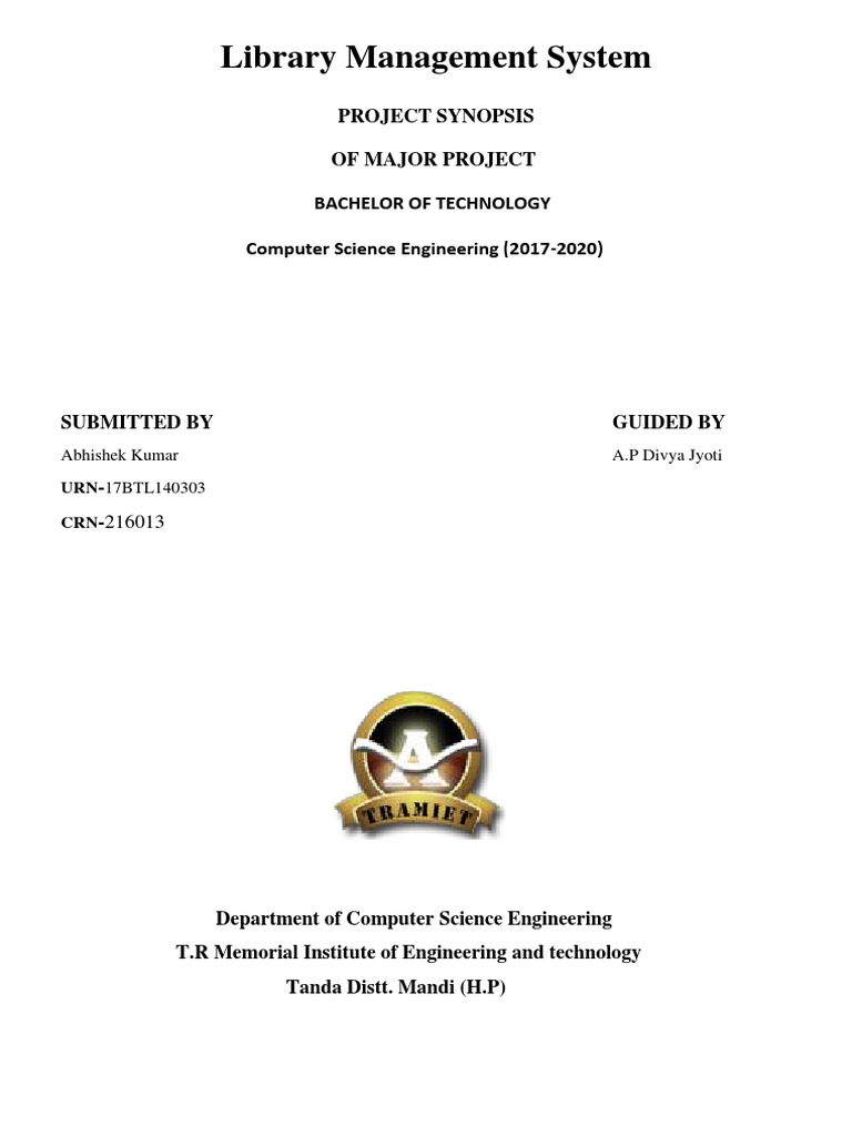 Synopsis LIBRARY MANAGEMENT SYSTEM | PDF | User (Computing) | Login