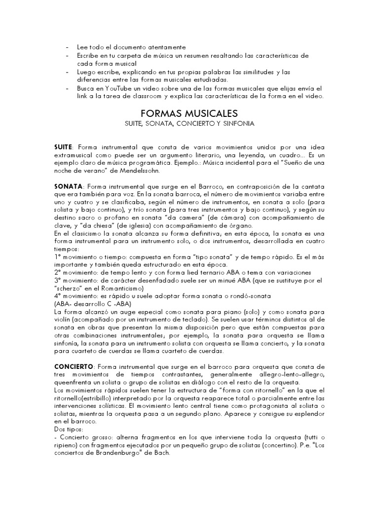 Formas Musicales | PDF | Sonata | Sinfonía