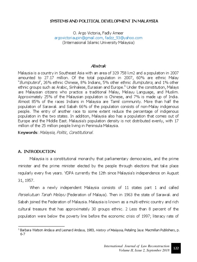 Systems and Political Development in Malaysia | Download Free PDF ...