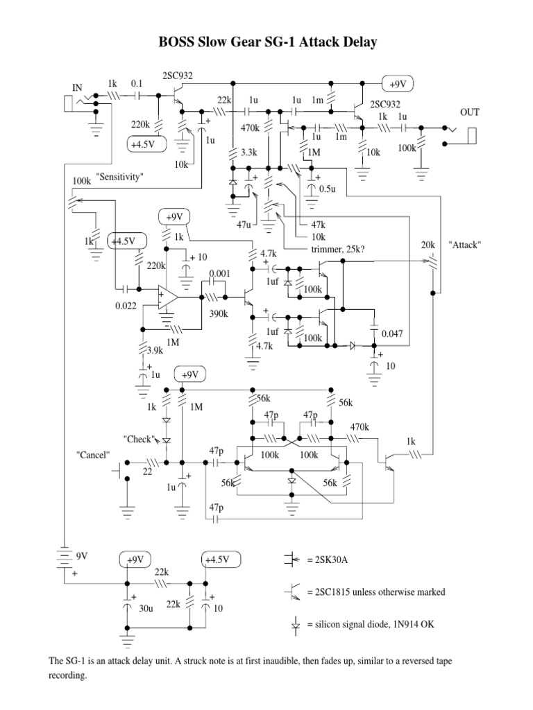 Boss SG-1 Slow Gear Attack Delay Schematic PDF | PDF | Power ...
