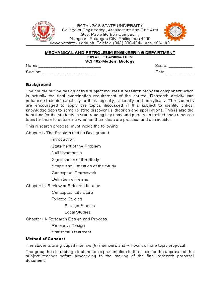 Mechanical and Petroleum Engineering Department Final Examination SCI 402-Modern Biology | PDF ...