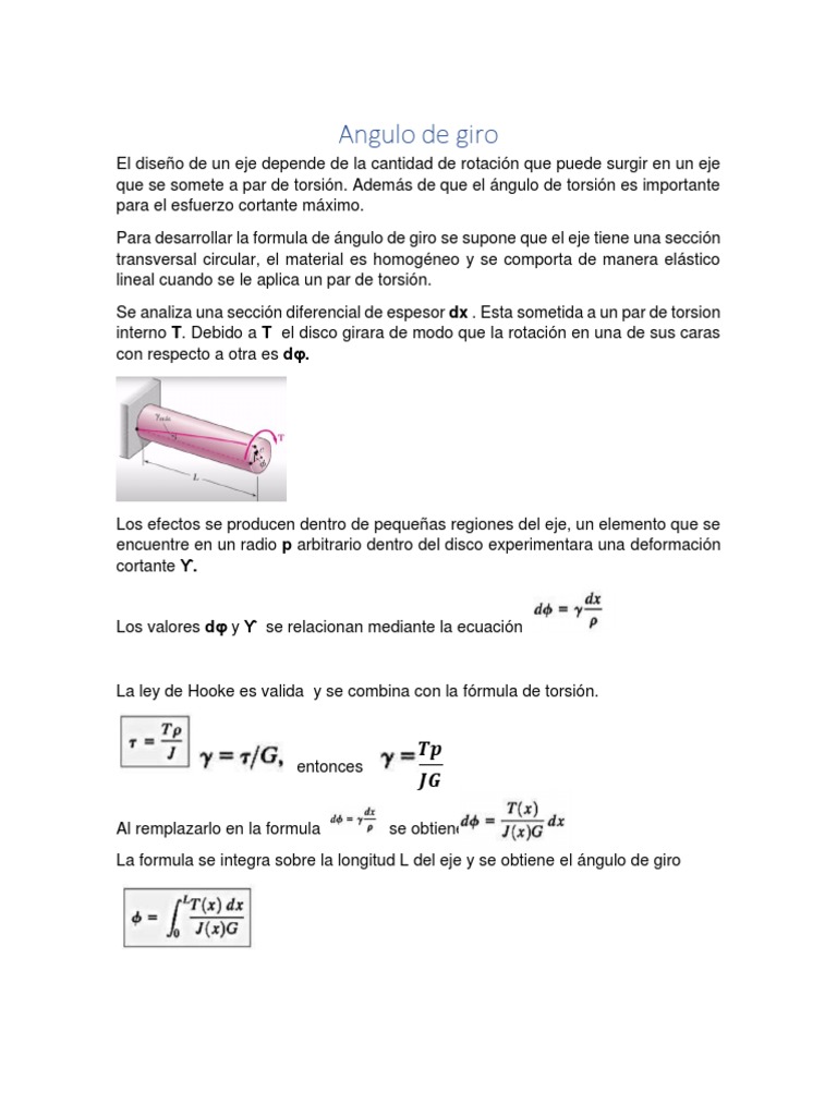 Cálculo del Ángulo de Giro en Ejes | PDF | Elasticidad (Física) | Rotación