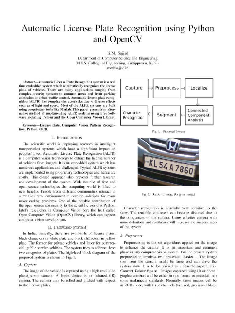 Automatic License Plate Recognition Using Python And Opencv Pdf Pdf 