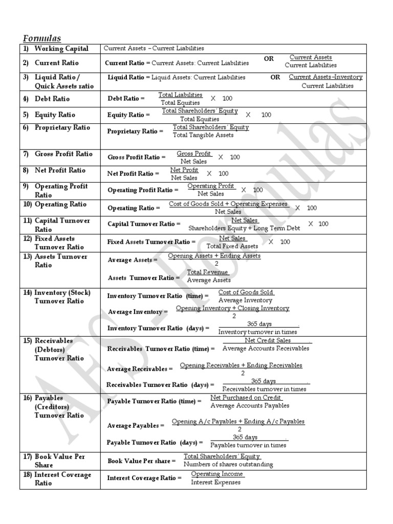 AFS - Formulas | PDF | Dividend | Revenue