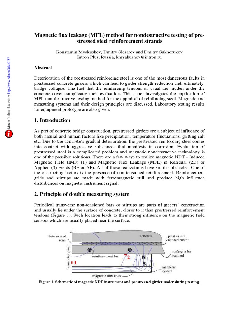 Magnetic Flux Leakage (MFL) Method For Nondestructive Testing of Pre ...
