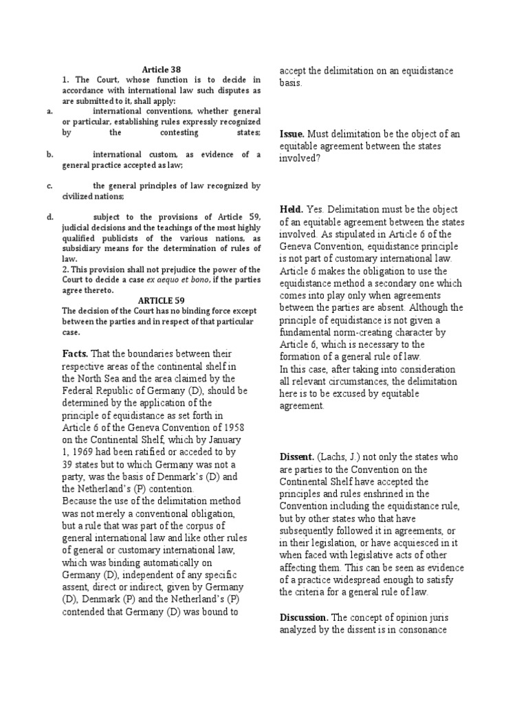 Issue. Must Delimitation Be The Object of An: Article 38 | PDF ...