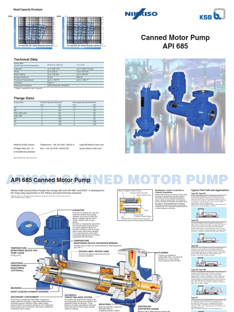 Canned Motor Pump API 685: Technical Data | PDF | Pump | Electric Motor