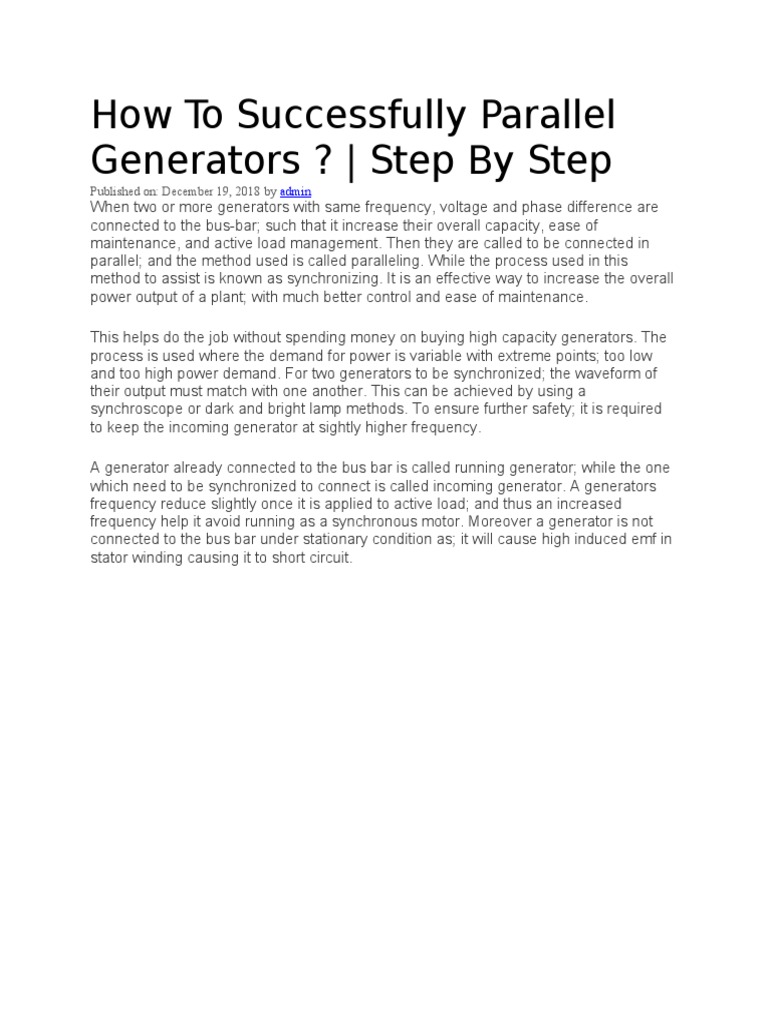 How To Successfully Parallel Generators | Download Free PDF | Electric ...