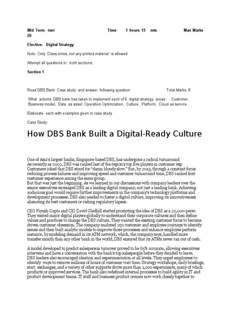 How DBS Bank Built A Digital-Ready Culture | PDF | Banks | Economies