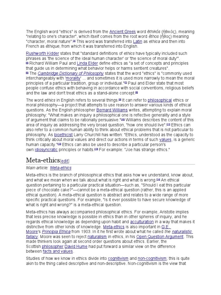 Meta-Ethics: Cambridge Dictionary of Philosophy | PDF | Epistemological ...