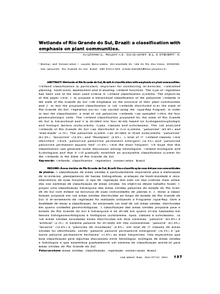 A Hierarchical Classification of Palustrine Wetlands in Rio Grande do ...