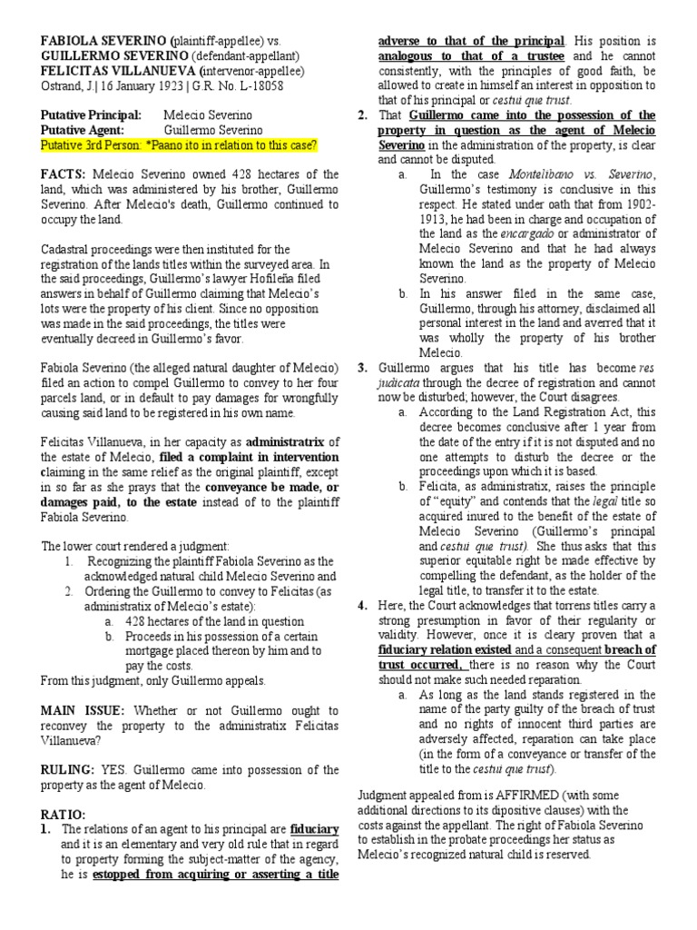 02 Severino V Severino | PDF | Trust Law | Fiduciary