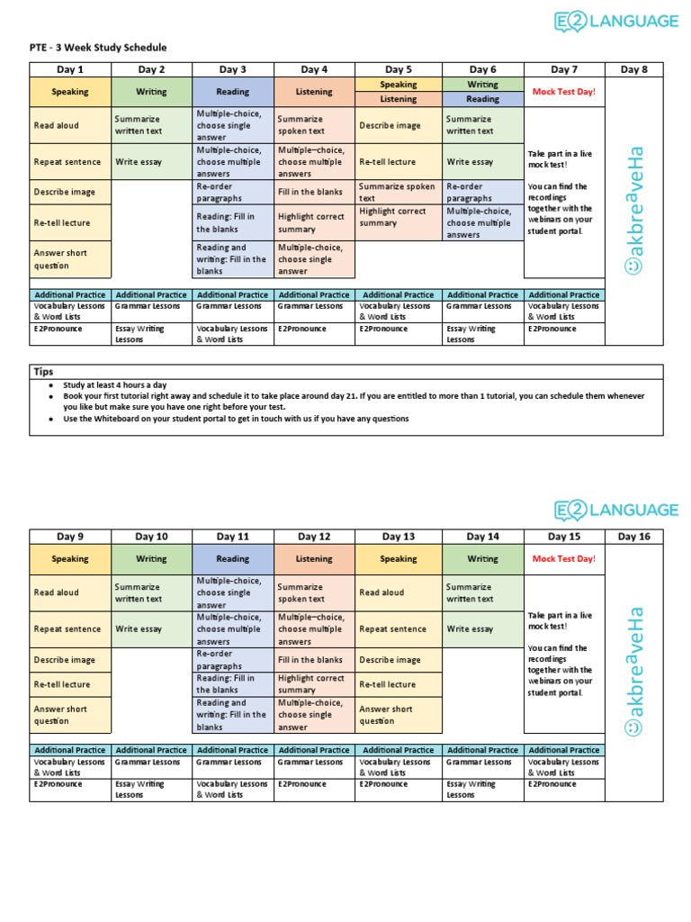 3 Week Study Schedule | PDF | Multiple Choice | Vocabulary