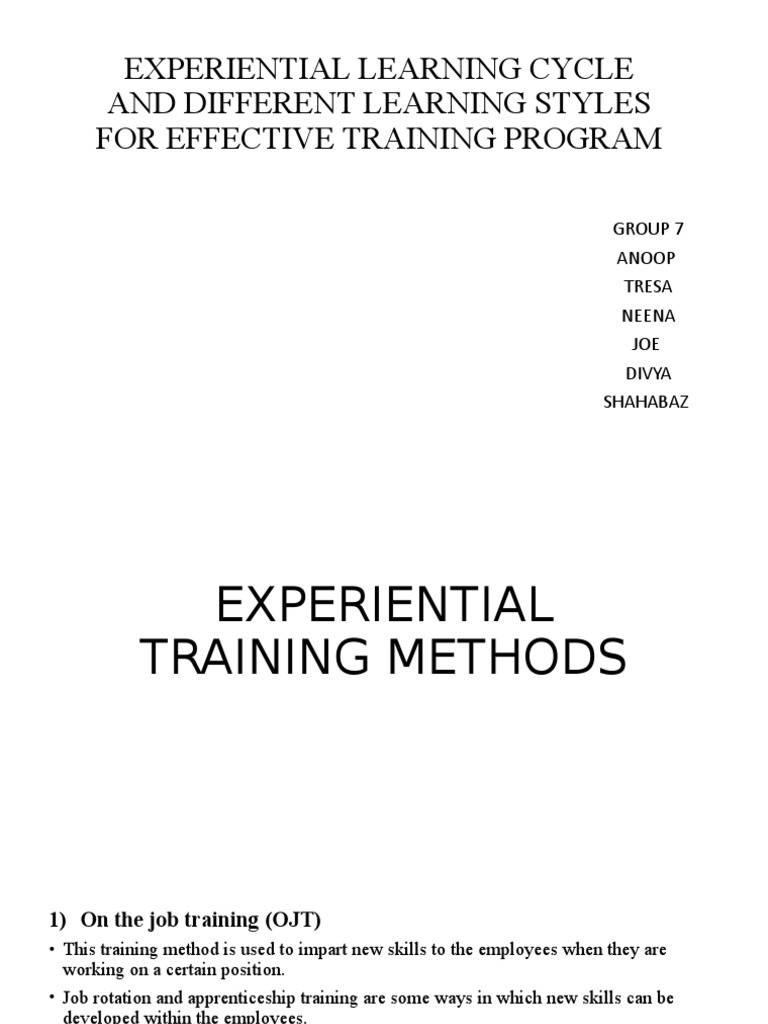 Experiential Training Methods HR | PDF | Career & Growth
