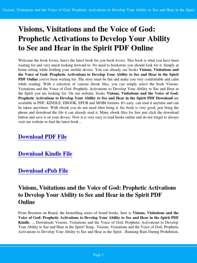 Visions, Visitations and The Voice of God: Prophetic Activations To ...