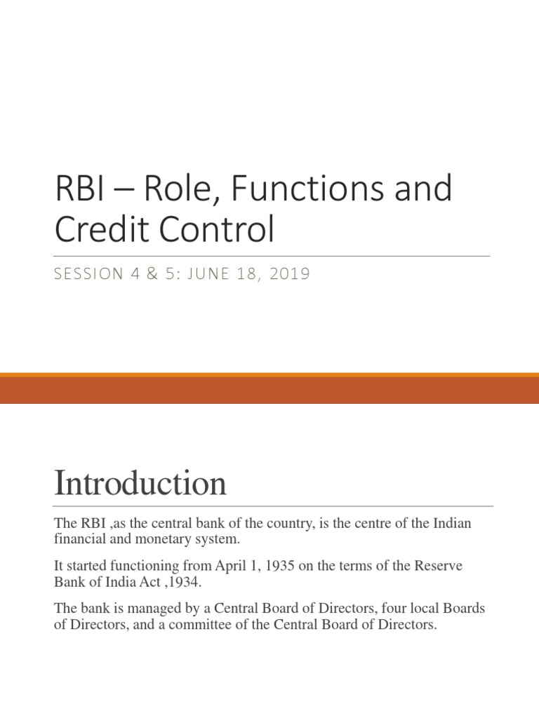 Session 4 5 Role Functions of RBI | PDF | Reserve Bank Of India ...