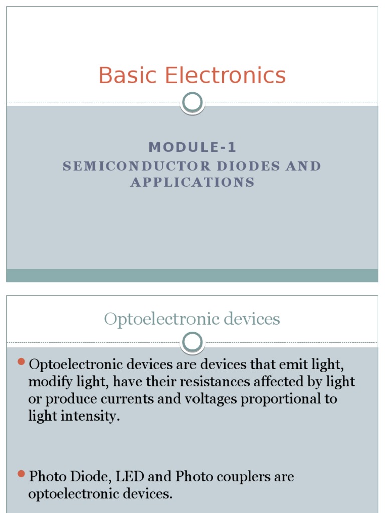 Basic Electronics: Module-1 Semiconductor Diodes and Applications | PDF