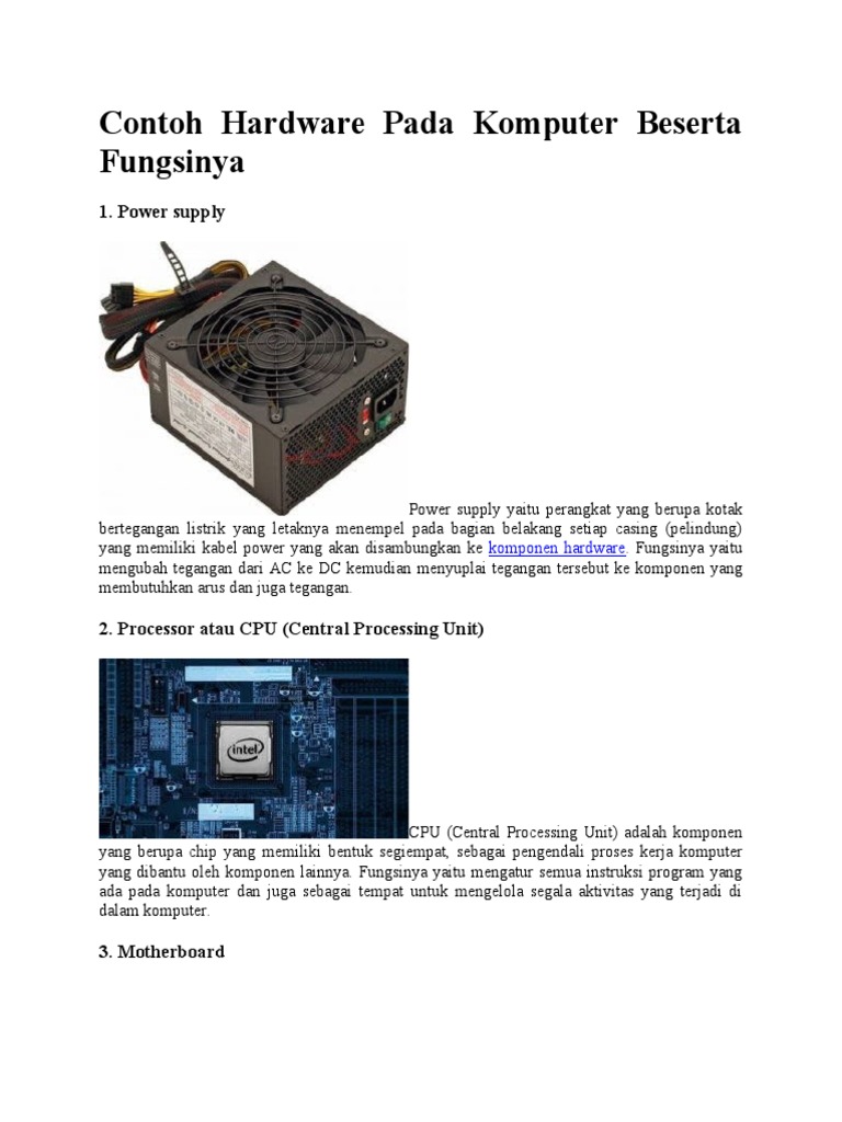 Contoh Hardware Pada Komputer Beserta Fungsinya | PDF | Komputer