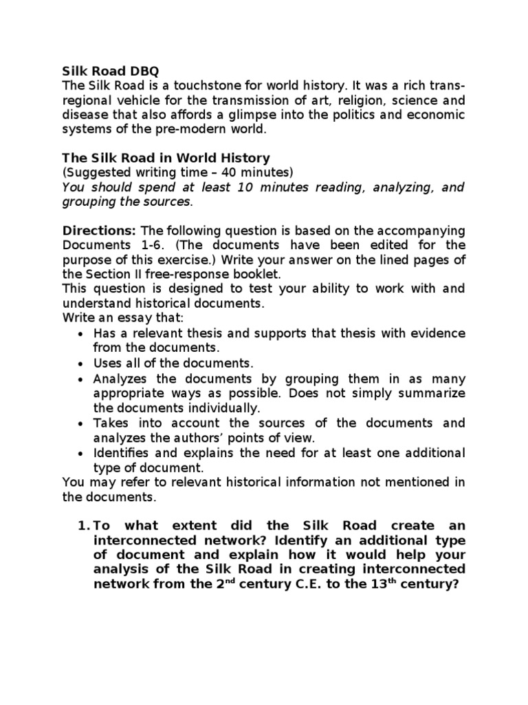 DBQ The Silk Road | PDF | China | World Politics