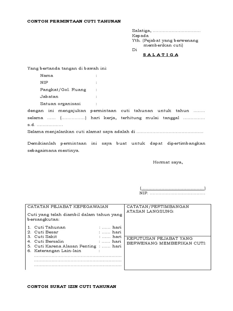 Contoh Format Cuti SKPD 1 | PDF