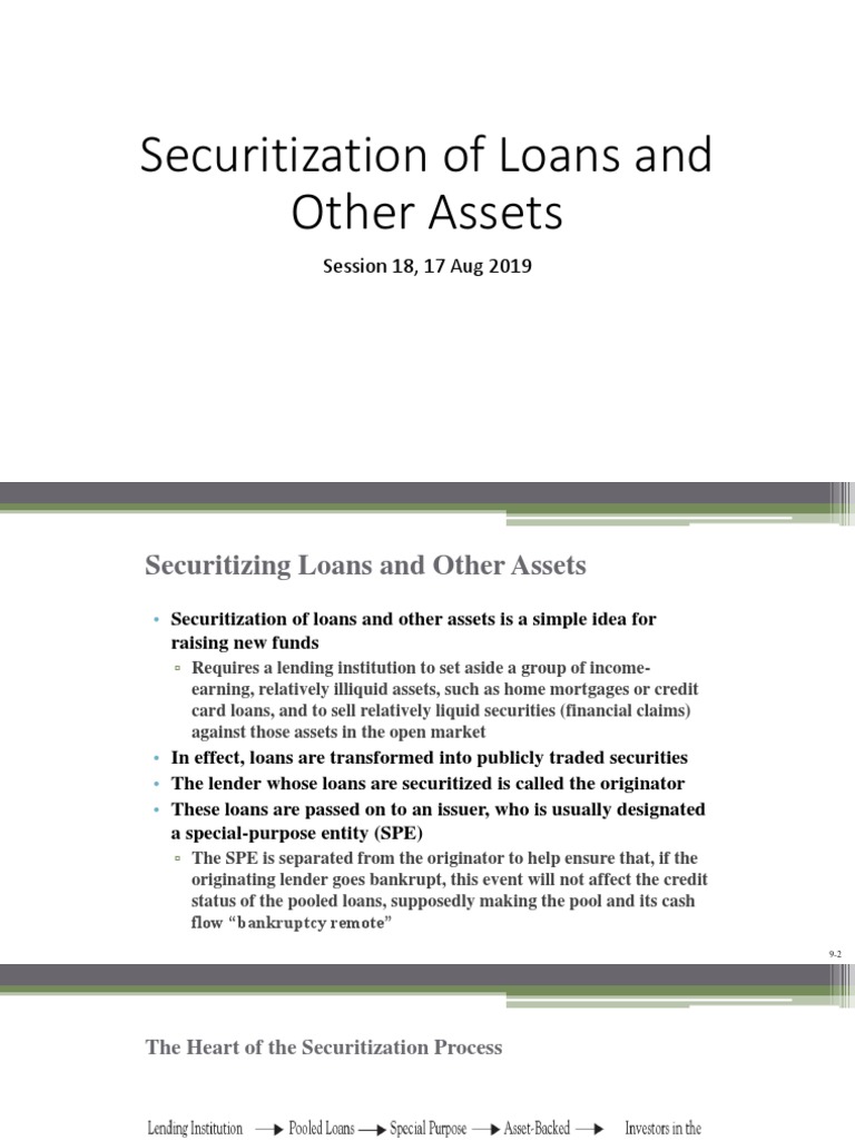 Session 18 Securitization of Loans and Other Assets | PDF ...