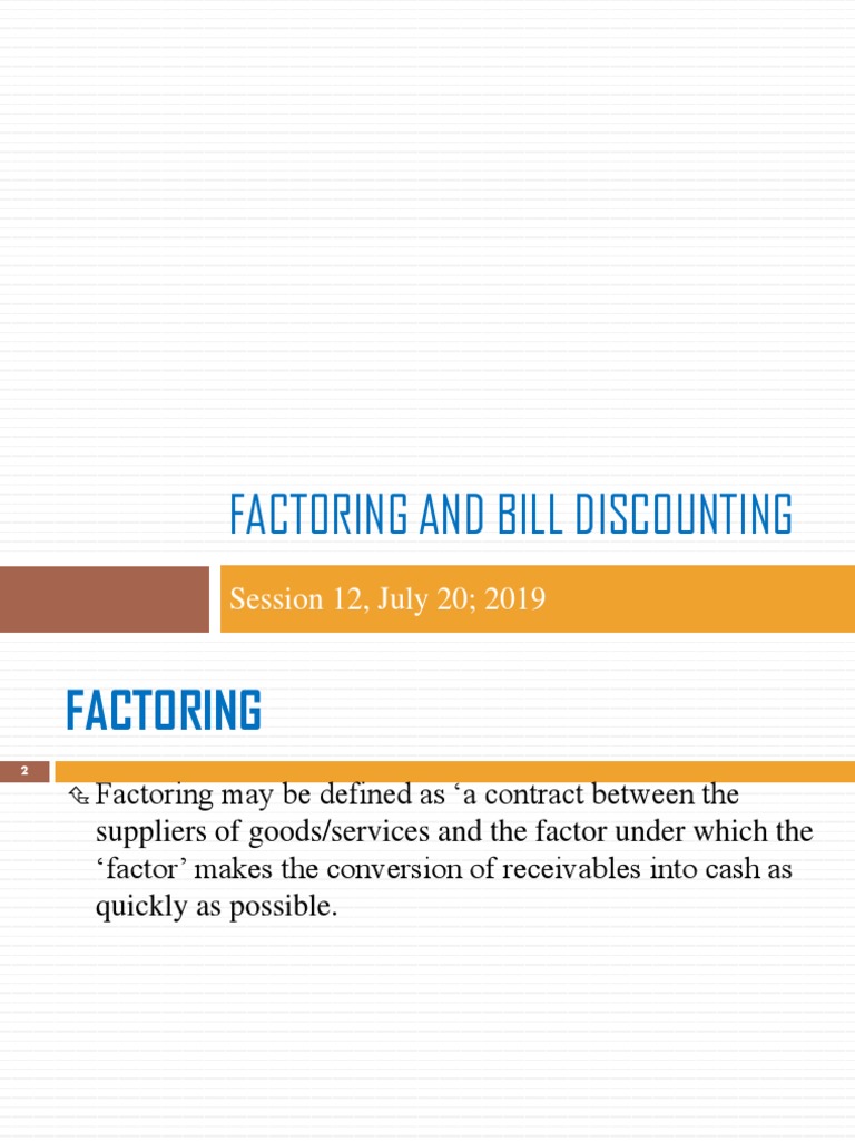 Understanding Factoring and Bill Discounting | PDF | Factoring (Finance ...