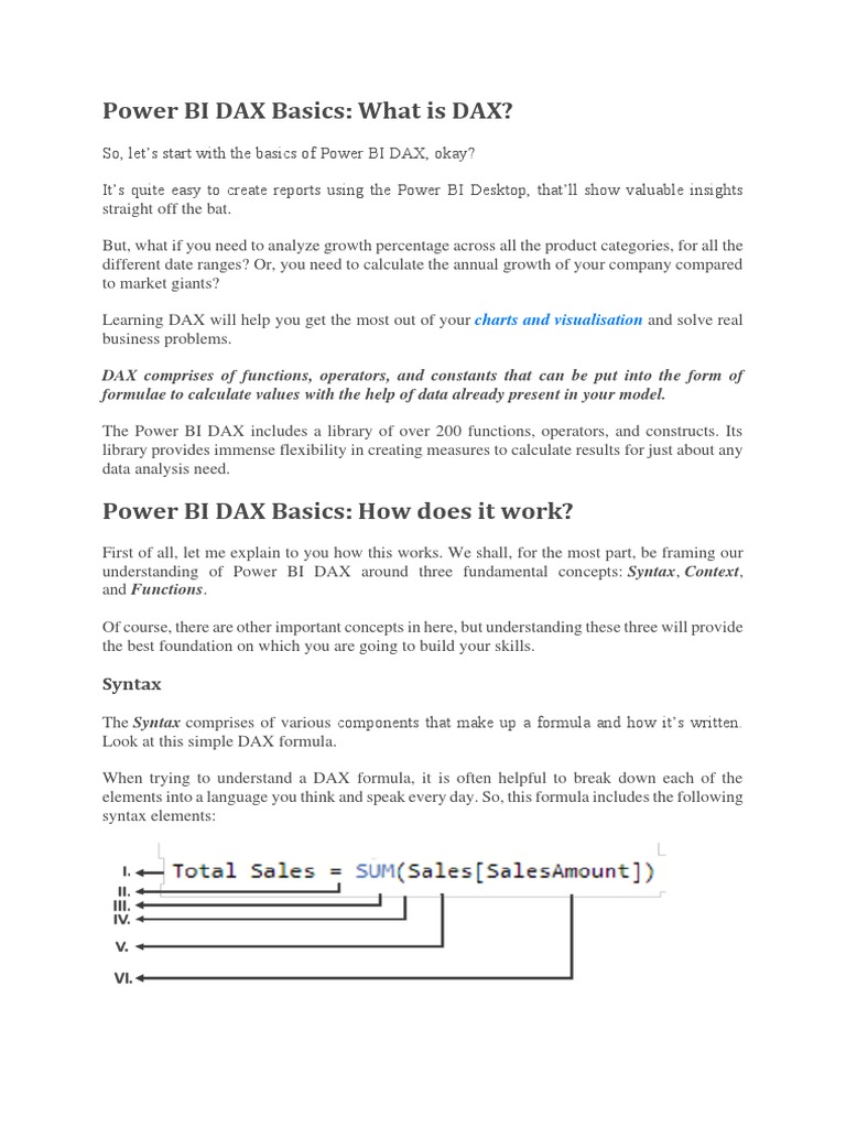 Power BI DAX for Beginners | PDF | Function (Mathematics) | Computer ...
