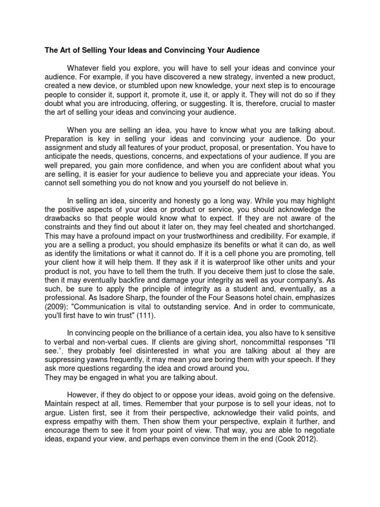 The Art of Selling Your Ideas and Convincing Your Audience | PDF ...