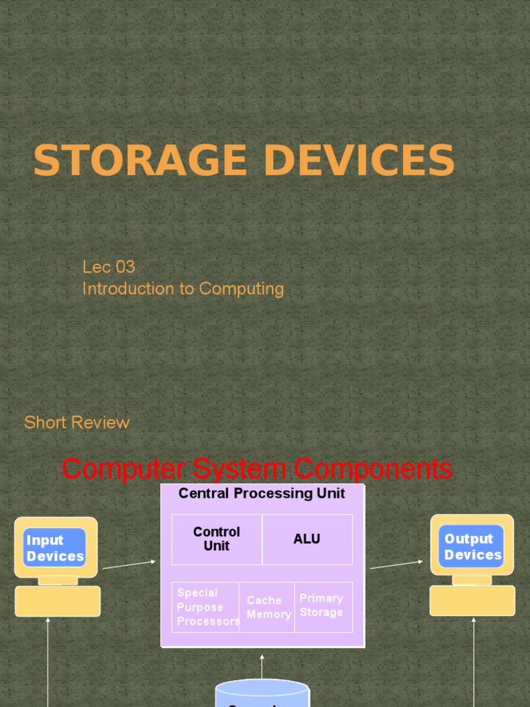 Lec 03 Storage Devices | PDF | Random Access Memory | Dynamic Random Access Memory