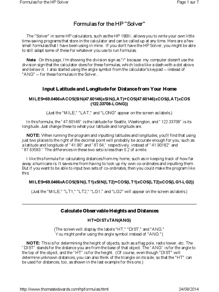 HP Formulas | PDF | Horizon | Triangle