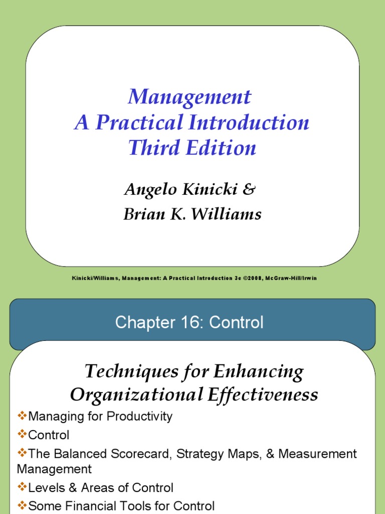 Management A Practical Introduction Third Edition: Angelo Kinicki ...