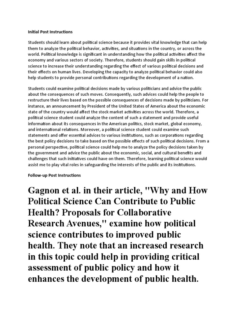 Initial Post Instructions | PDF | Political Science | Institution