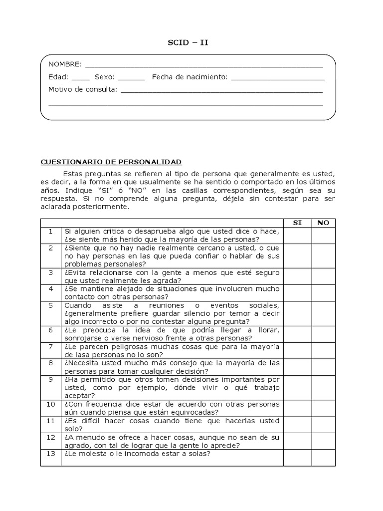 SCID II | PDF | Sicología