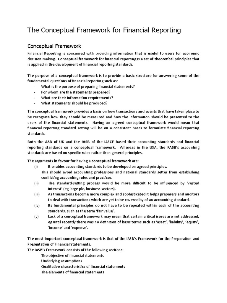Conceptual Framework | Companies | Financial Economics