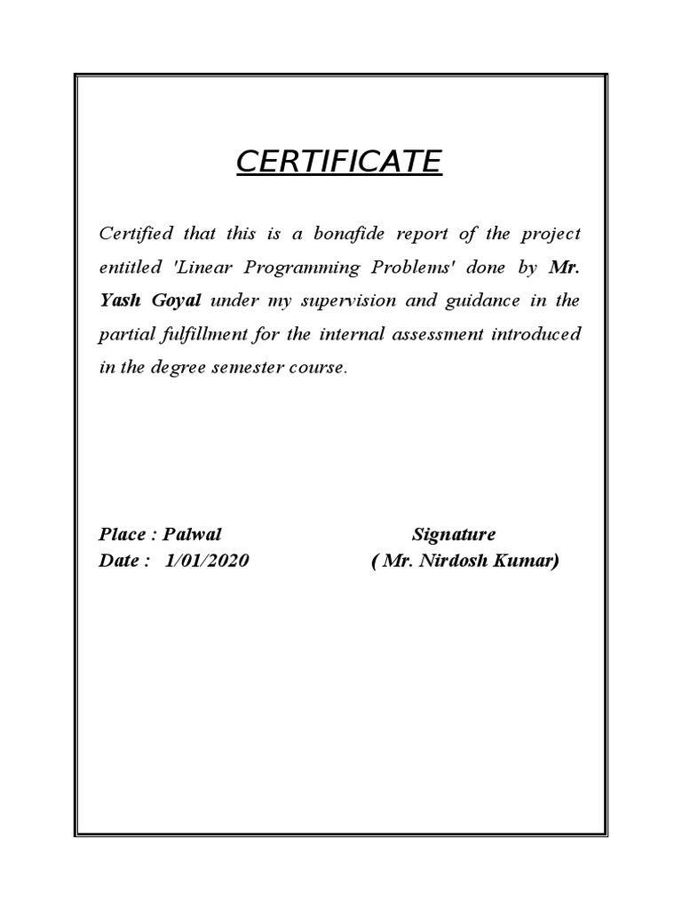 Project On Linear Programming Problems Pdf Mathematical Optimization Linear Programming