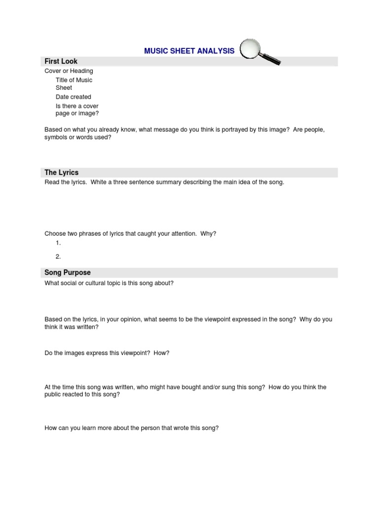 Sheet Music Analysis | PDF