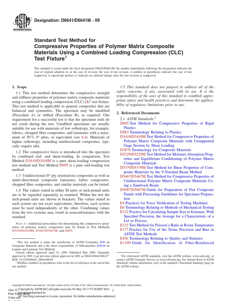ASTM D6641 - Compression | PDF | Buckling | Composite Material