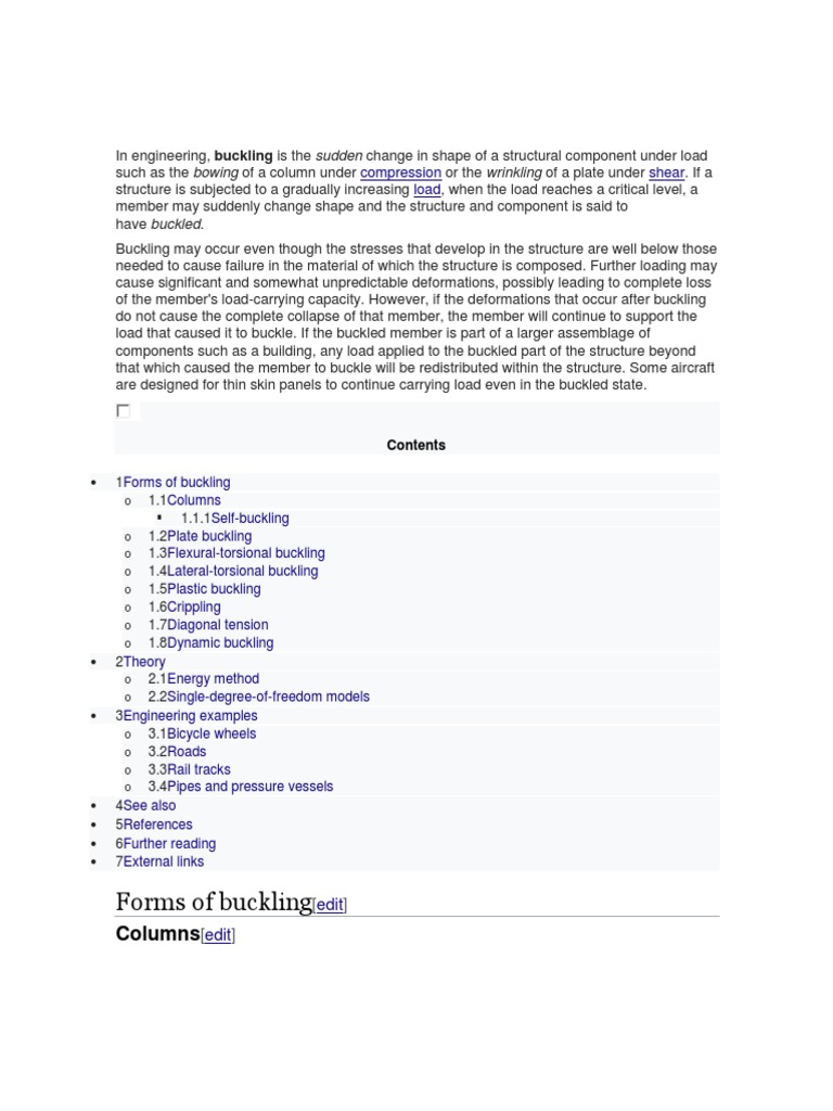 Buckling A Mechanical Failure Mode | PDF | Buckling | Column
