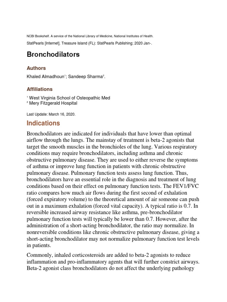 Bronchodilators: Indications | PDF | Clinical Medicine | Medicine
