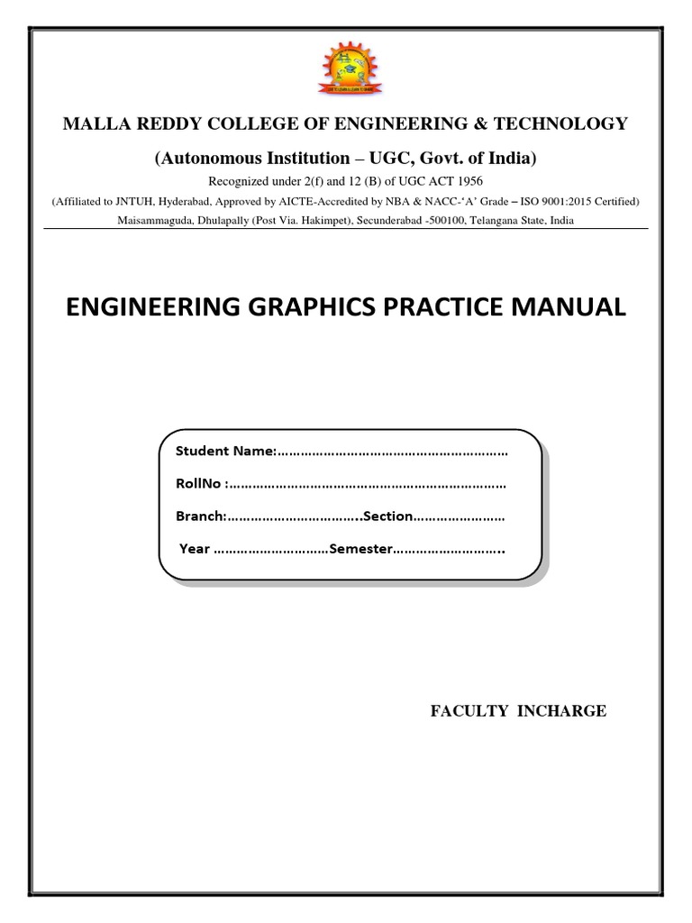 Engineering Graphics Manual Final PDF | PDF | Ellipse | Circle