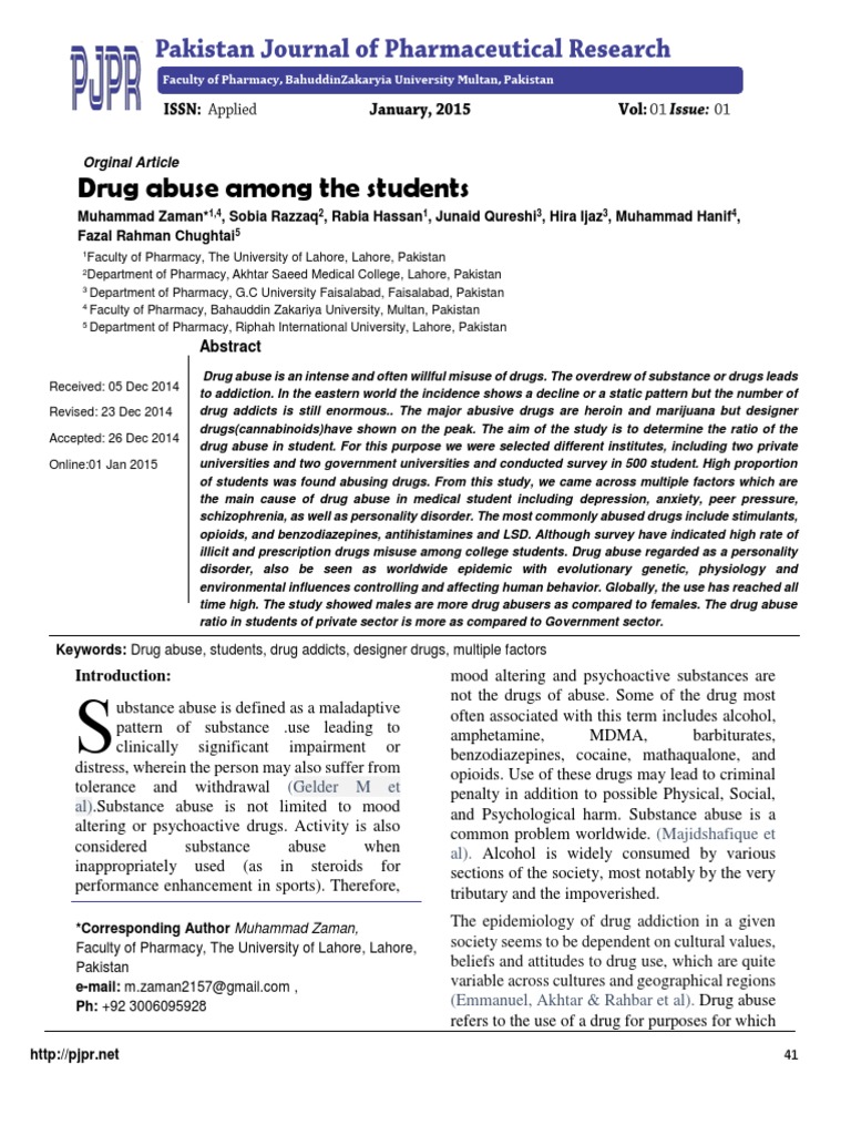 Drug Abuse Among University Students | PDF | Substance Dependence ...