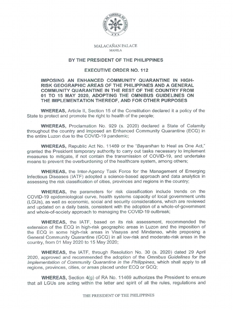 Omnibus Guidelines On COVID-19 Quarantine Measures | PDF